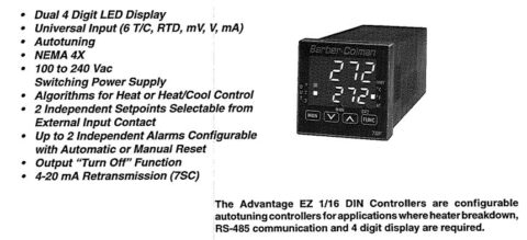 Barber Colman Series 7SF and 7SC Temperature Controller Manual